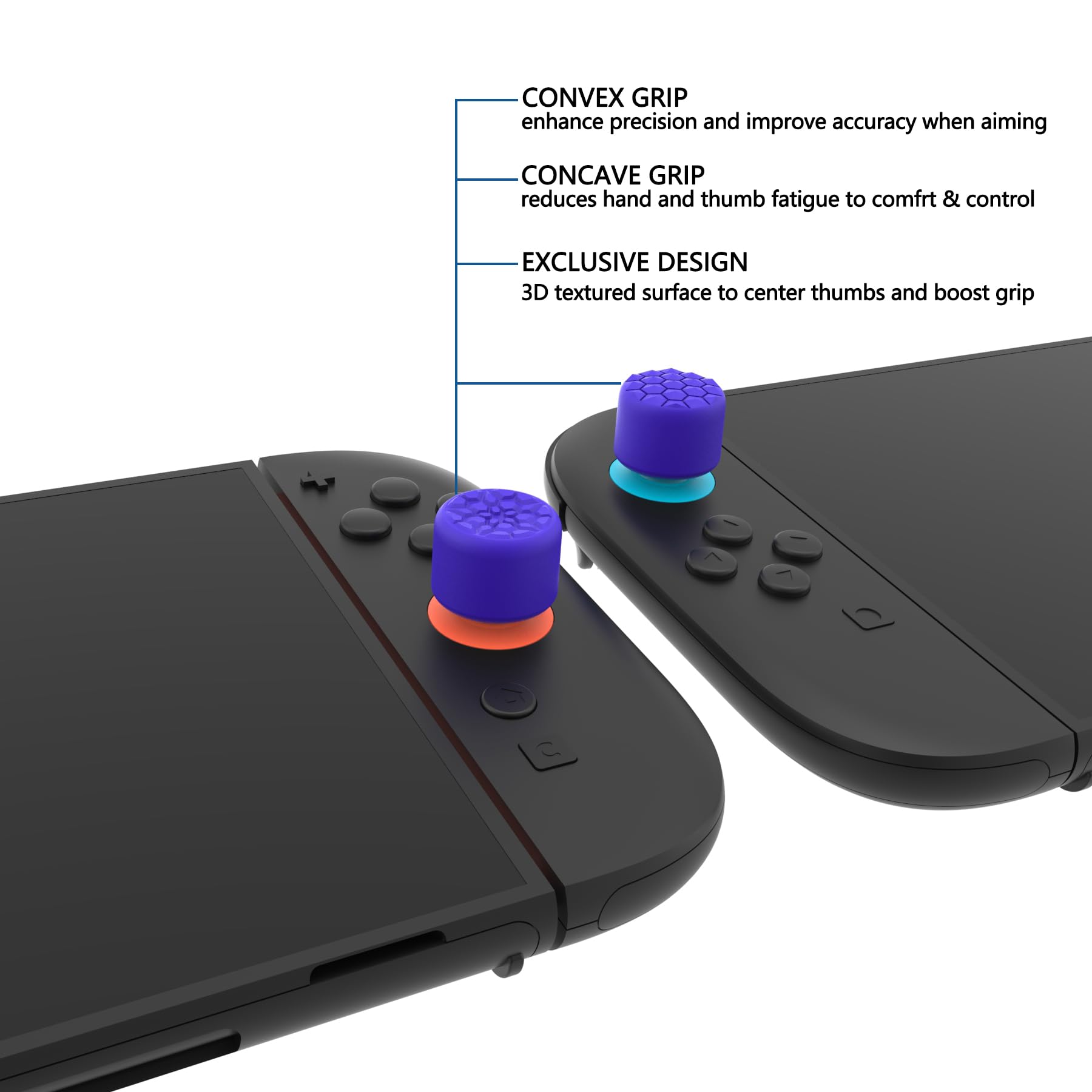 Quantum Pro Thumb Grips for Nintendo Switch 2, Ergonomic FPS Joystick ...