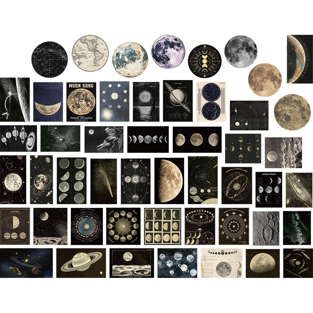 [Large Sticker]50pcs Retro Astronomy Universe Planets Stickers Galaxy ...