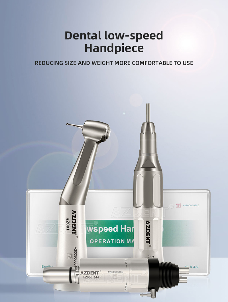 Dental Low Speed Handpiece Kit Contra Angle Straight Air Motor AZDENT ...