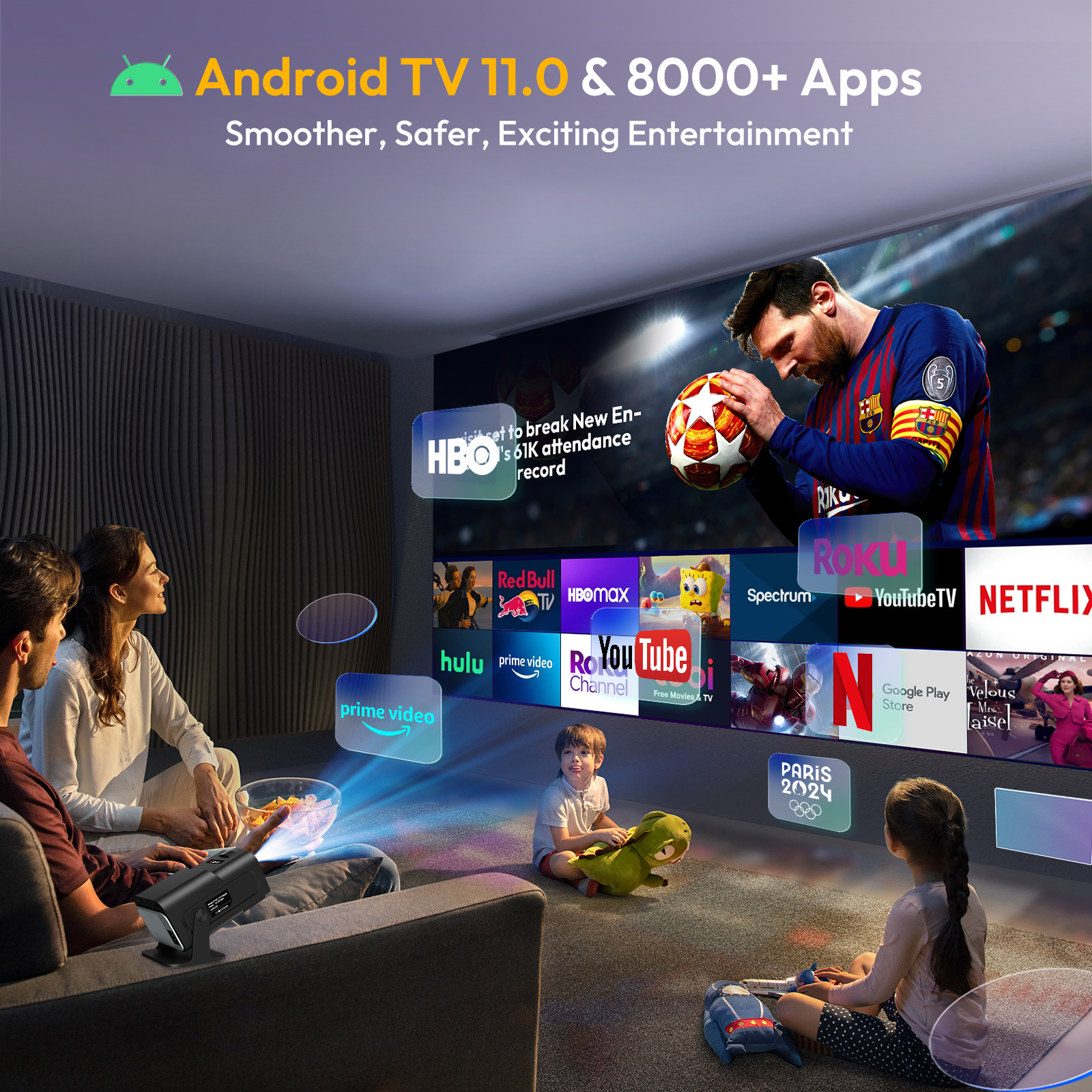 HY320 Projector 4K HD Wifi With Bluetooth Portable Projector Electric ...