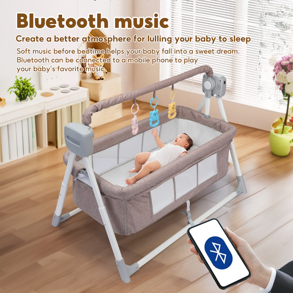 Electric Rocking Bed Newborn Baby Cot can Swing Bluetooth music Smart ...