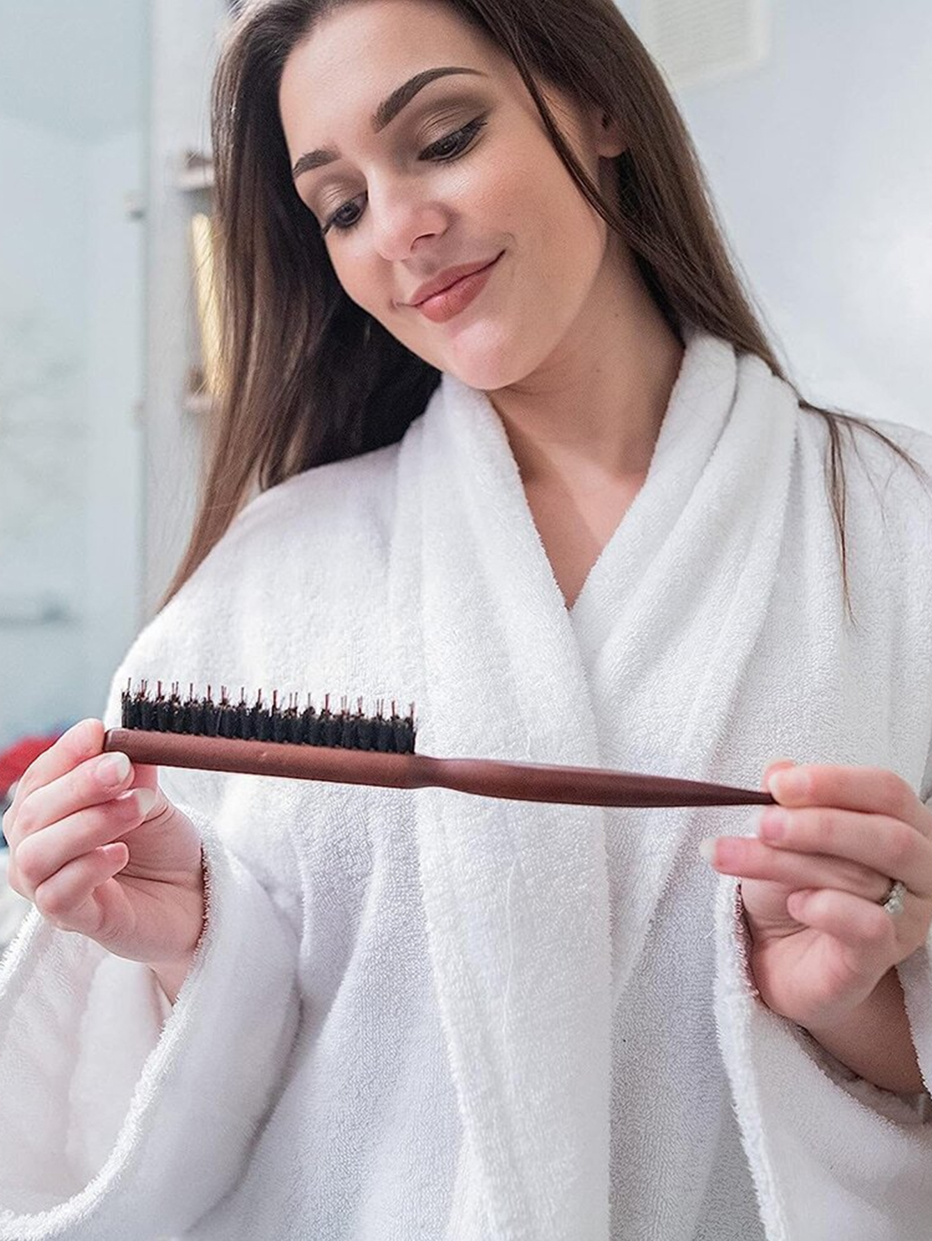 Barber Hairdressing Pig Bristle Comb 3-Rows Teasing Hair Rat Tail ...