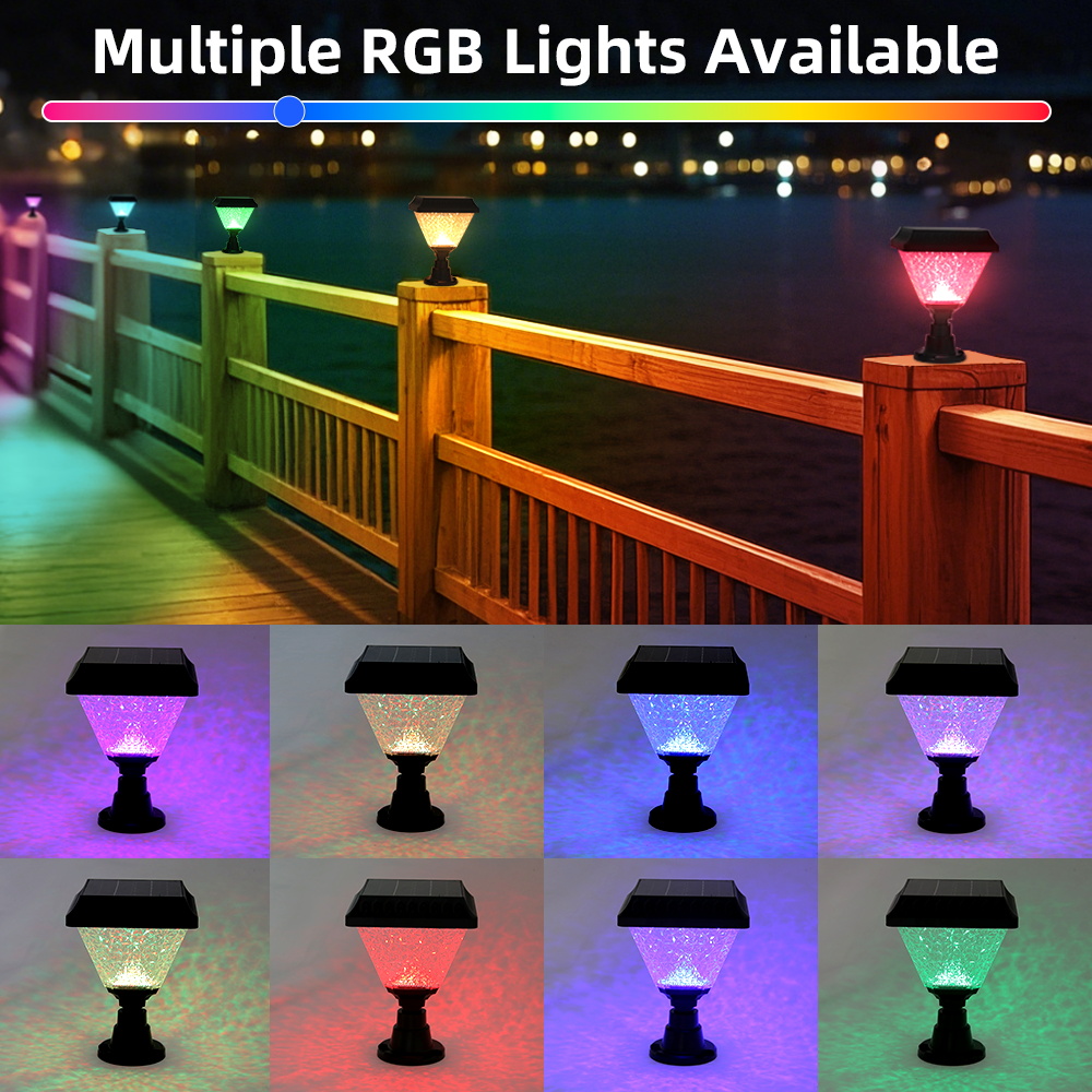 CANMEIJIA Outdoor RGB Solar Pillar Light With Remote Control (2 Pcs ...