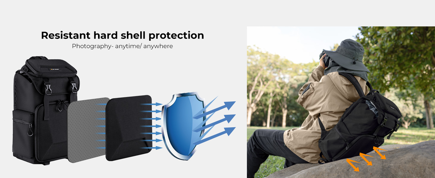 K&F Concept Camera Backpack Hard Shell Camera Bag Large Capacity ...