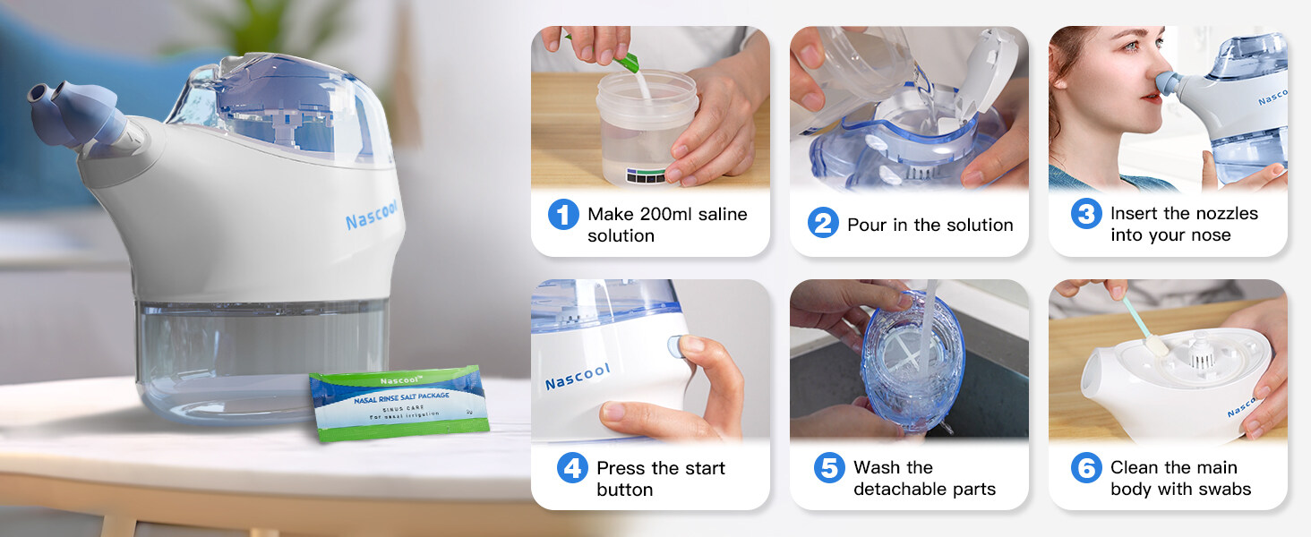 Sonmol Nascool Electric Nasal Irrigation System with 50 SaltPods ...