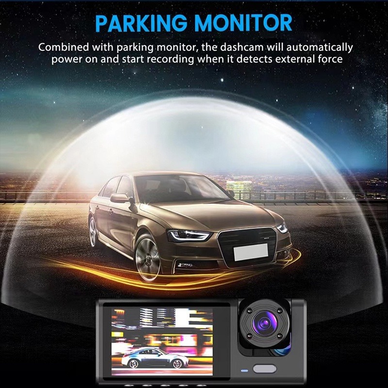 Front and Rear Dash Cam with 3 Cameras, 1080P HD Car Recorder, DVR with ...