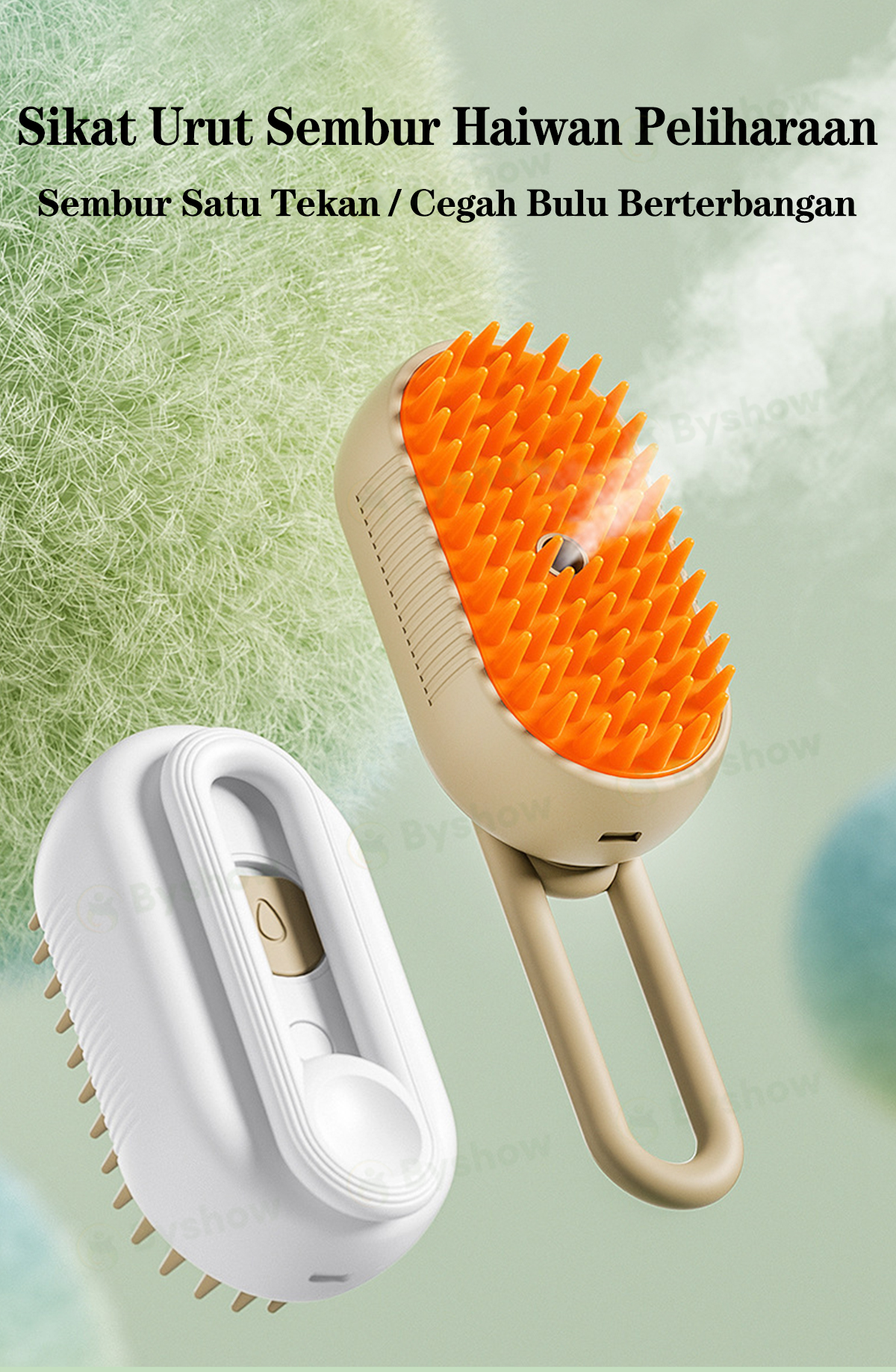 【Byshow】3 in 1 Rechargeable Cat Steam Brush Massage Pet Steam Spray ...
