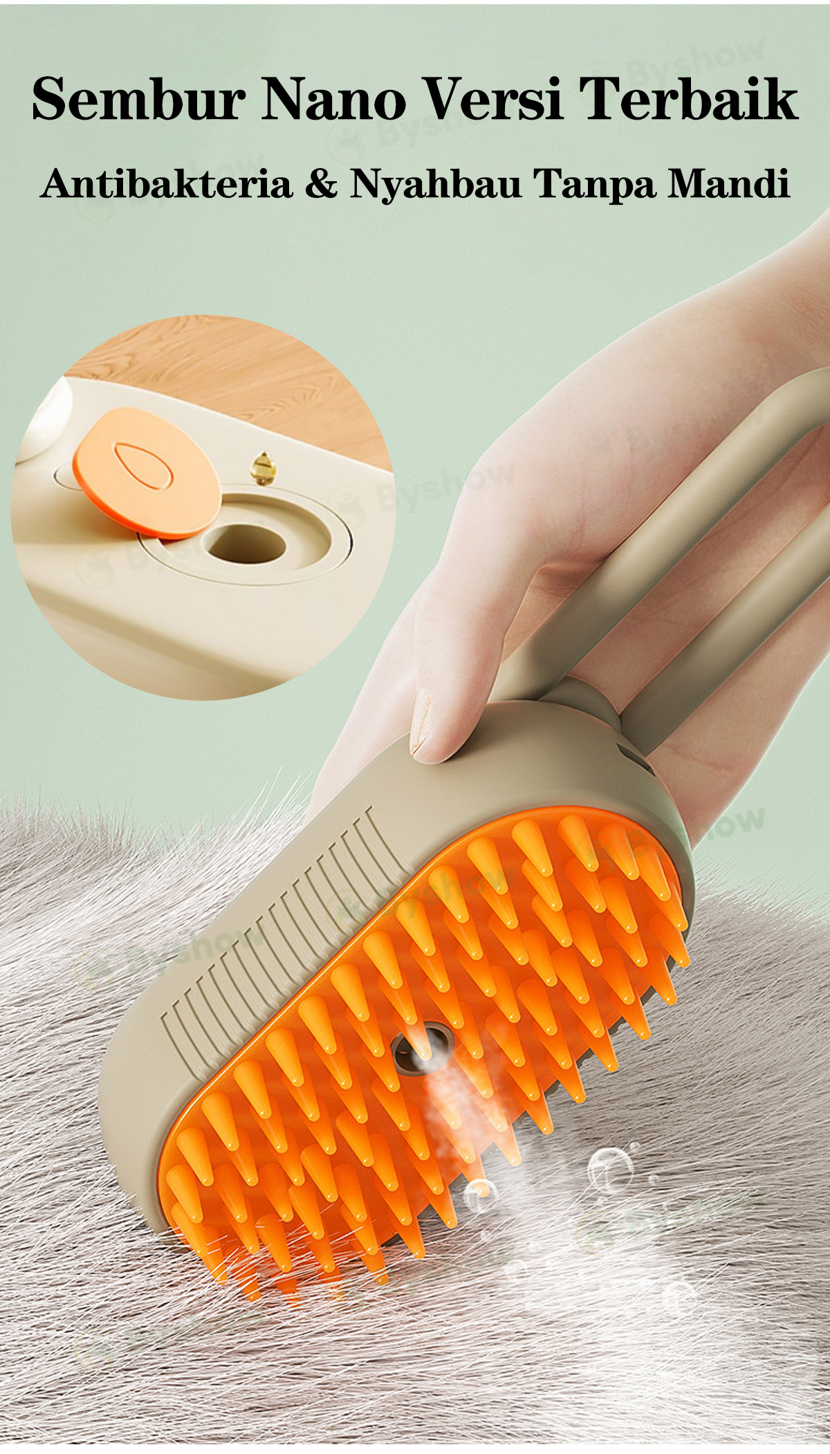 【Byshow】3 in 1 Rechargeable Cat Steam Brush Massage Pet Steam Spray ...