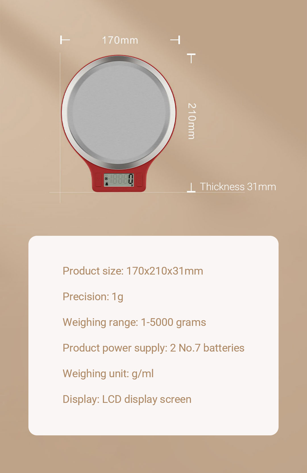 Camry Digital Kitchen Scale Food Scale Penimbang Makanan with 5kg/1g ...