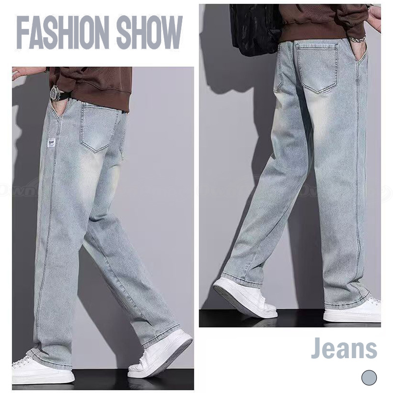 【M-5XL】Trendy Plus Size Jeans Comfortable Slim Fit Elastic Waist ...