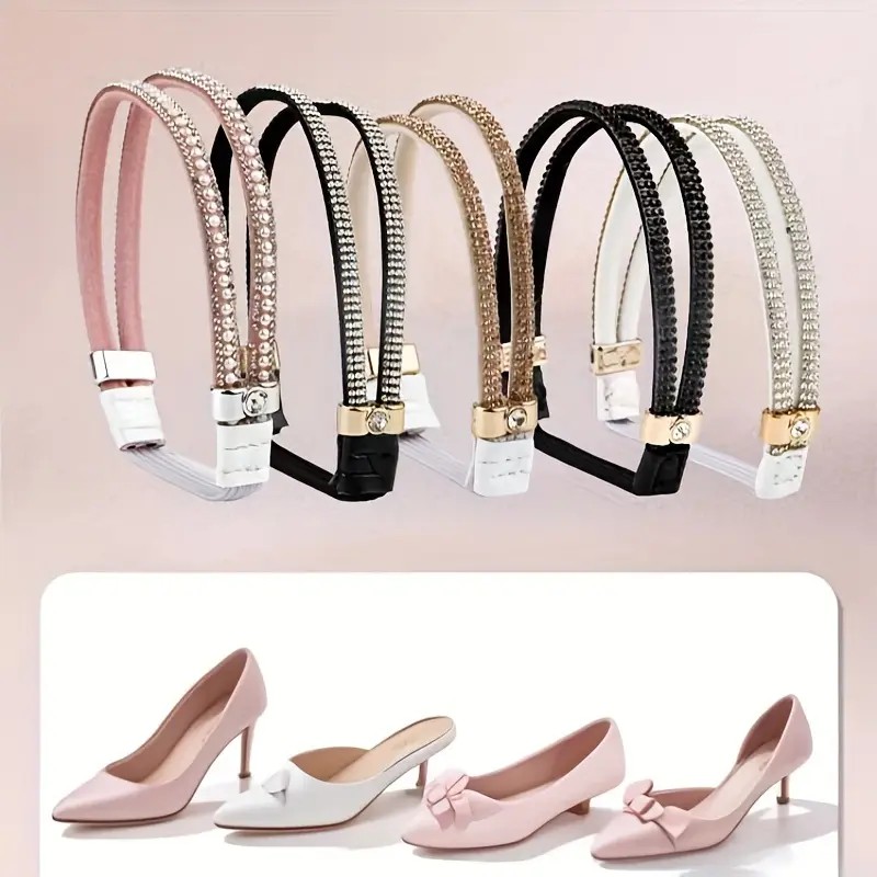 1 pair rhinestone bundle shoelaces, anti-heel, beautiful and versatile ...