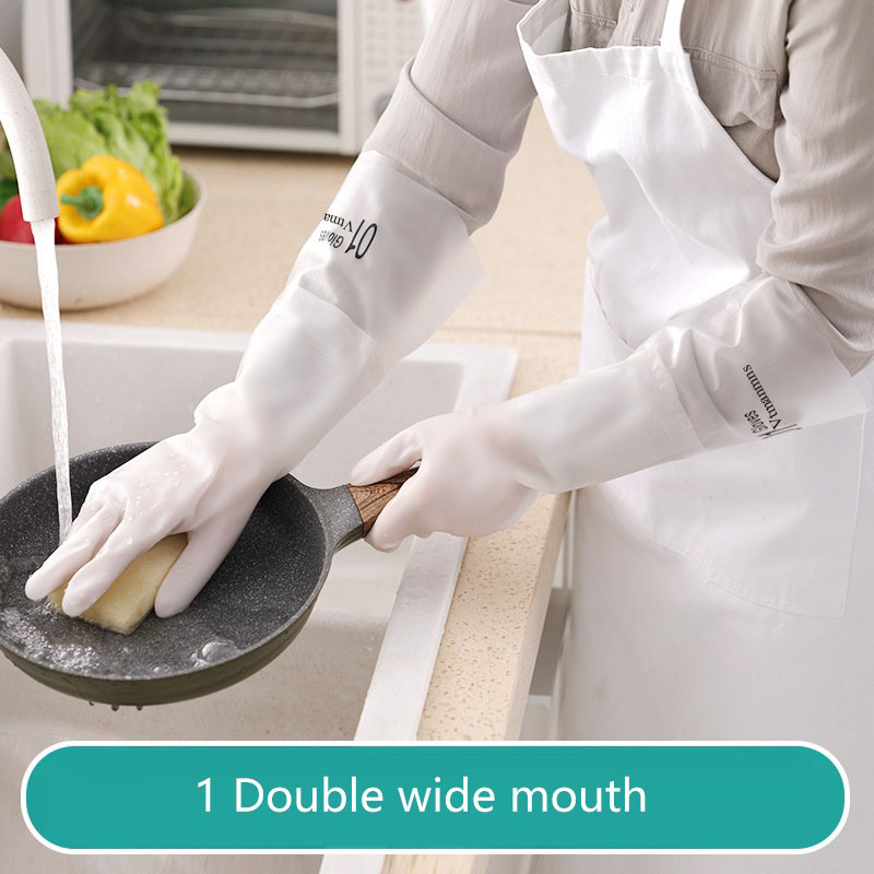 1pair Rubber dishwashing gloves Waterproof durable kitchen household ...