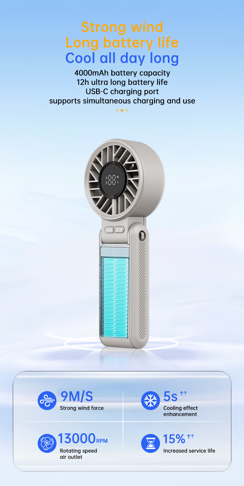 Sorf Portable Handheld Fan 5000mAh 12h Cooling Foldable Hand Fans with ...