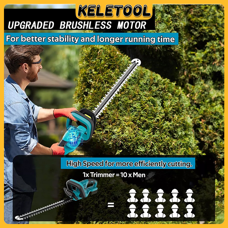 Electric Cordless hedge Trimmer 22inch mesin trim pokok bunga tree ...