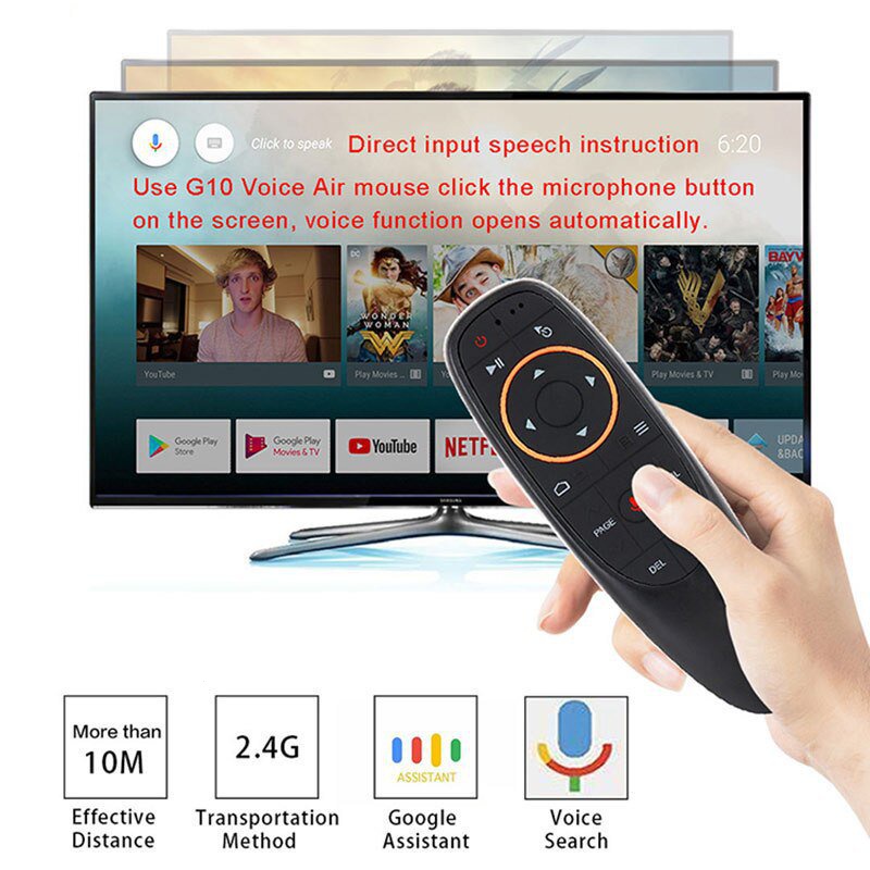 G10S Voice Remote Control 2.4G Wireless Air Mouse Gyroscope Backlit Smart TV Controller | Shopee ...