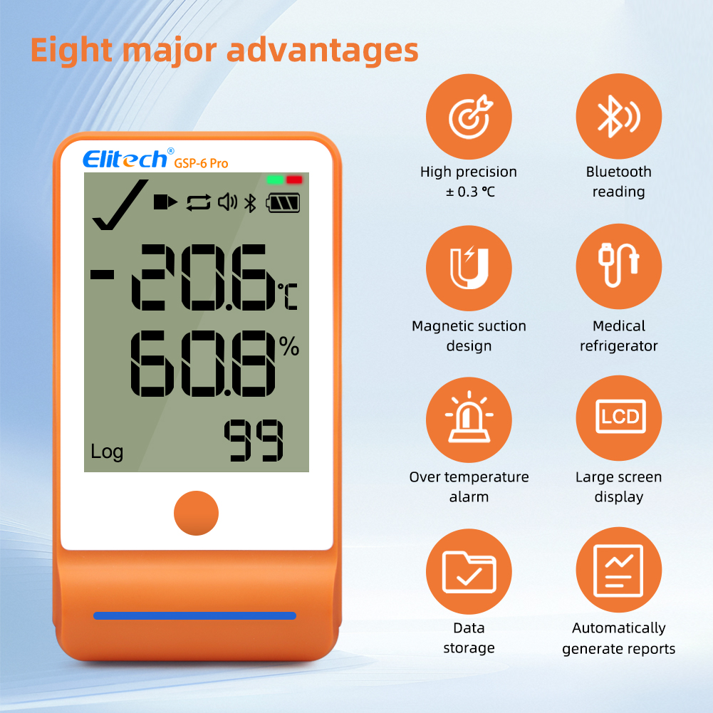 YAGO Temperature and humidity data logger, probe sound and light alarm ...