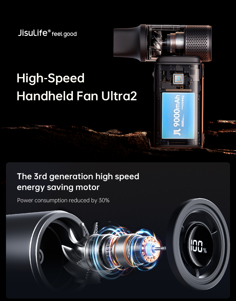 JisuLife Handheld Fan Ultra2 9000mAh Longlasting Mini Fan 5 in 1 Fans ...
