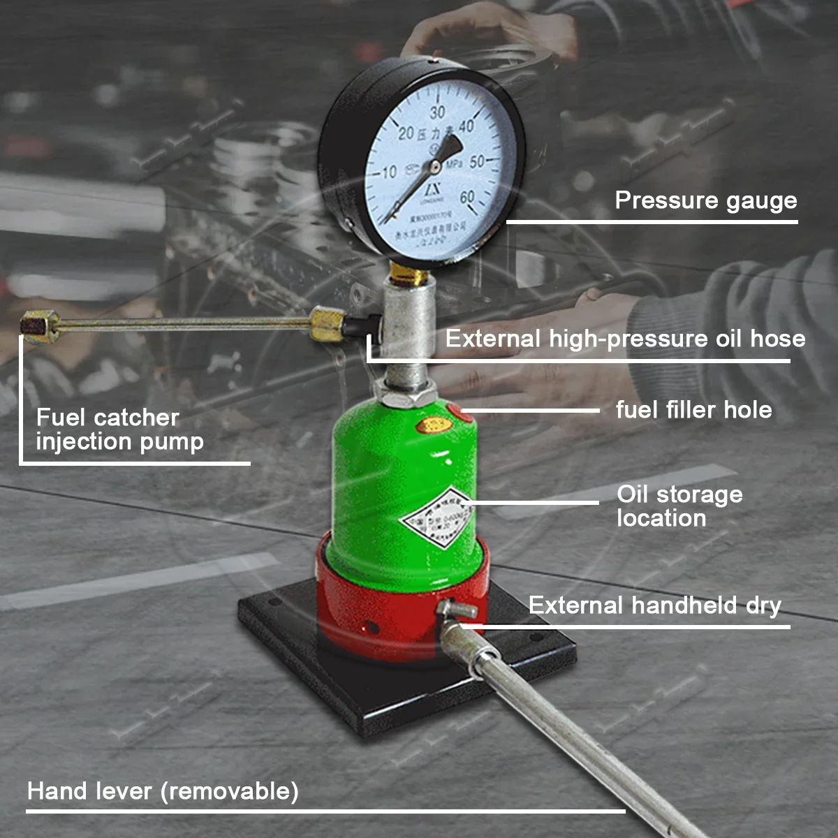 Diesel Fuel Injector Nozzle Tester Fuel Oil Gauge Automobile Tractor ...