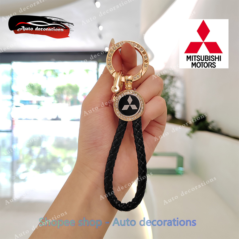 Mitsubishi car keychain with Logo stickers leather keychain Mitsubishi ...