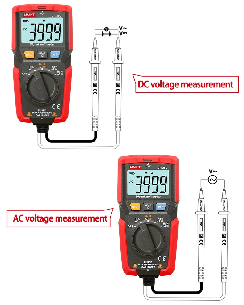 UNIT-UT125C Pocket Digital Multimeter Mini Palm - size Electrical ...