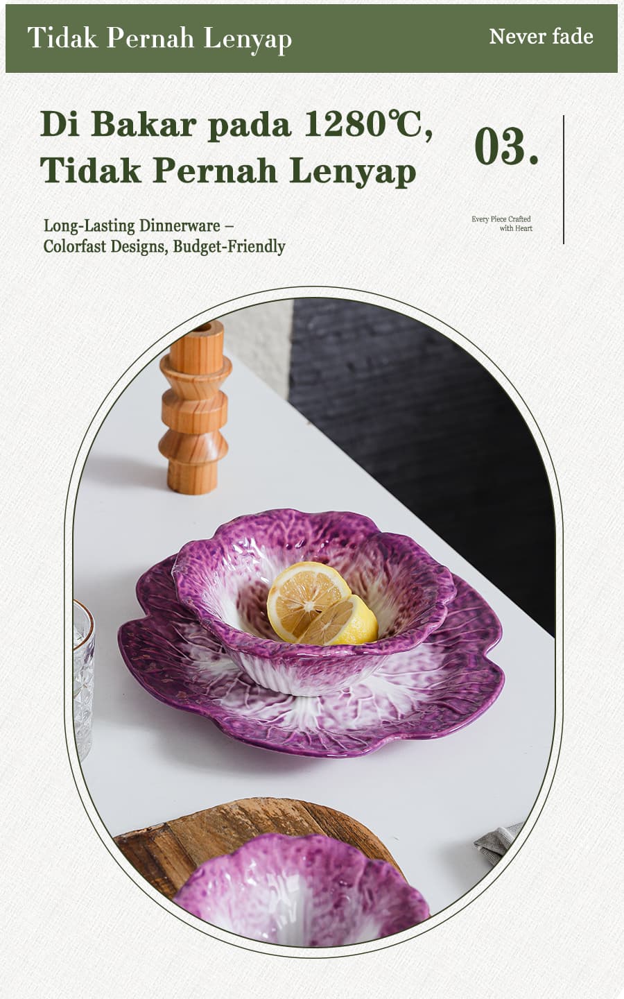 Cabbage Plate Hand-painted ceramic cutlery Green vegetable series salad ...