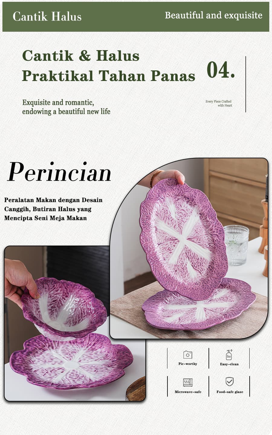 Cabbage Plate Hand-painted ceramic cutlery Green vegetable series salad ...