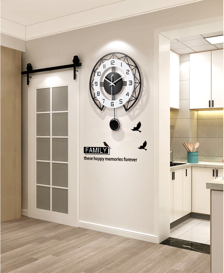 Nordic Clock Large Swing Wall Clock for Living Room Household Wall ...