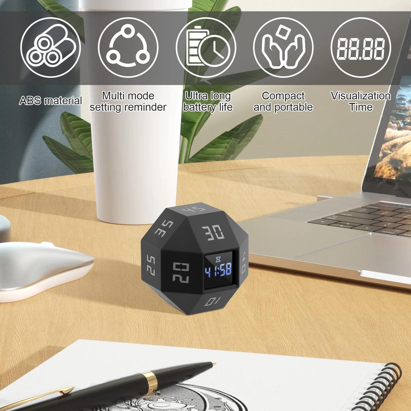 Smart Flip Timer Cube - Gravity Sensor Countdown Timer with 12 Preset ...