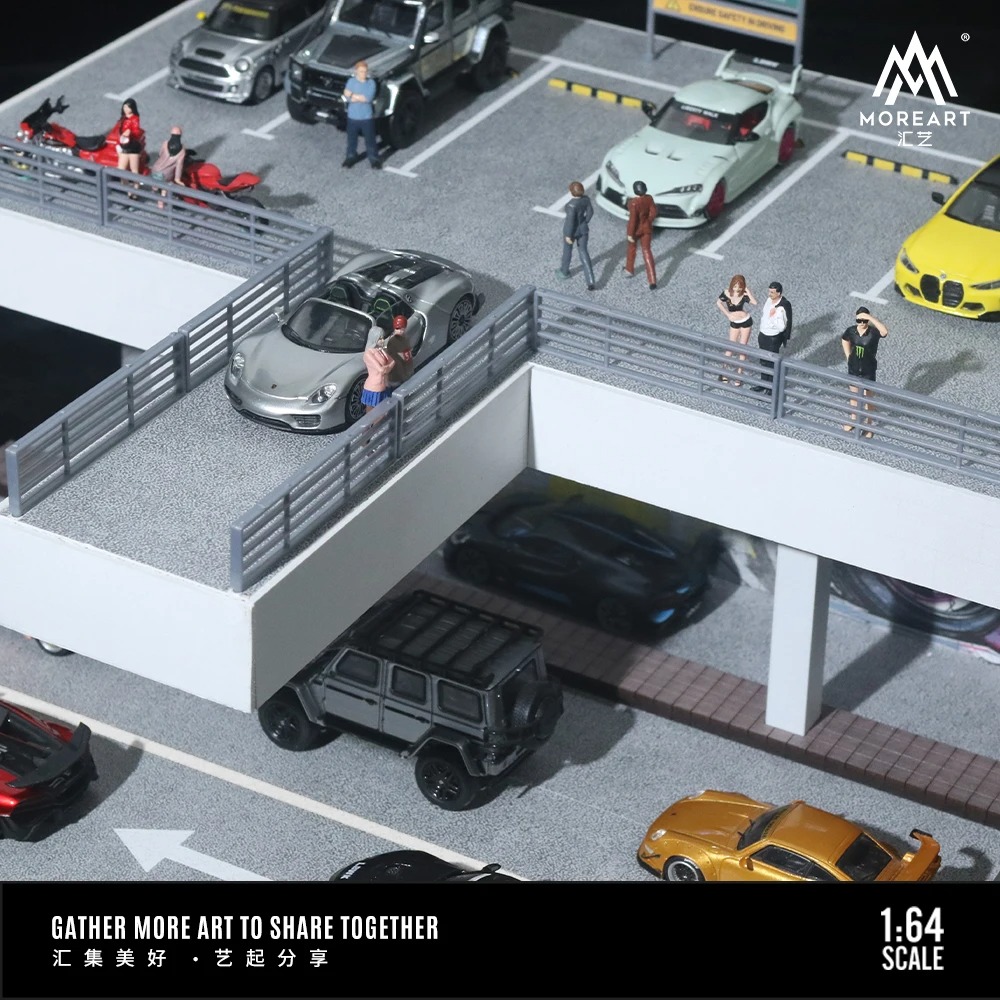 Diorama 1/64 Double Fenced Open Car Park Model Simulation Garage Model ...