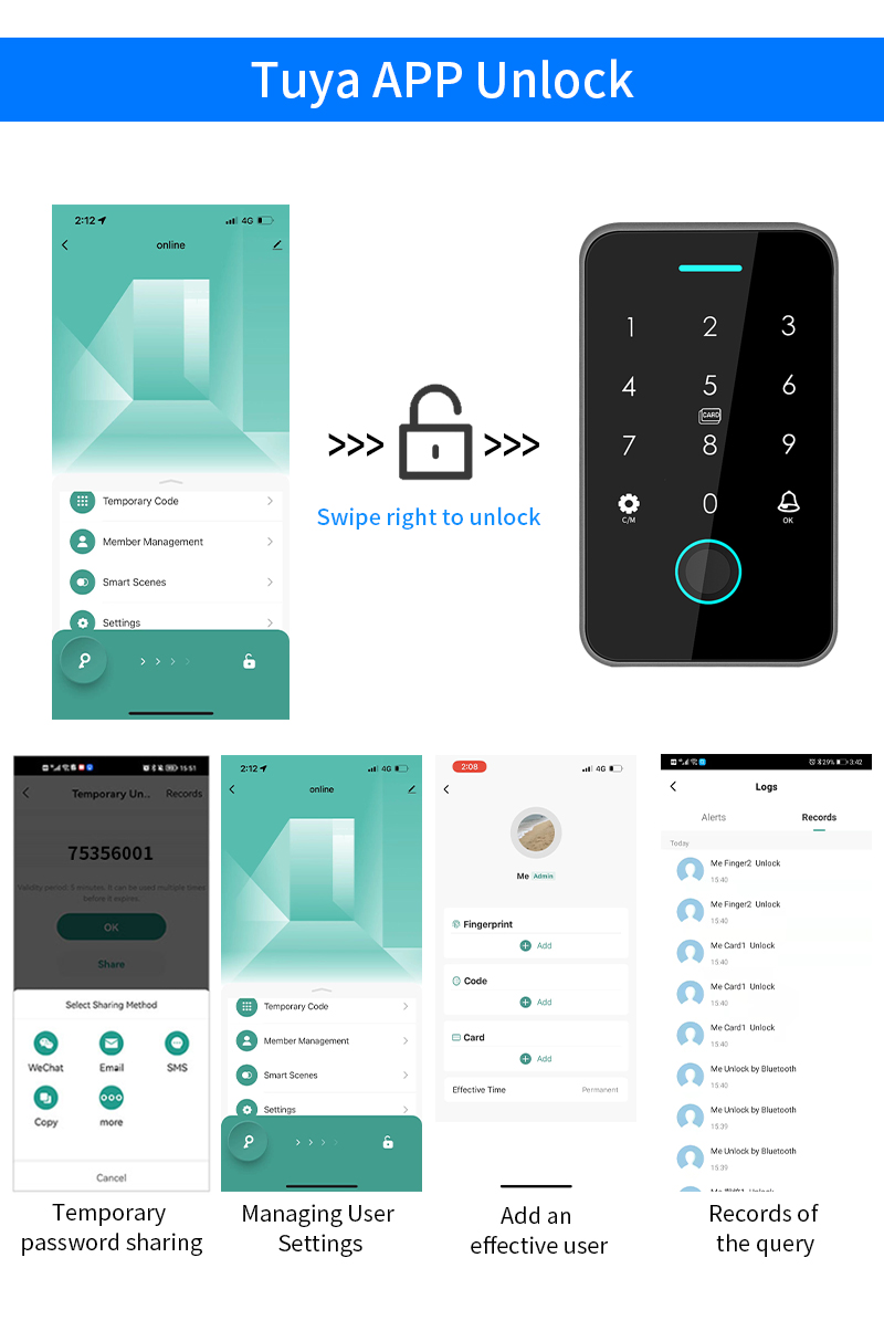 Tuya App Door Access Control System Kits NFC RFID Fingerprint Electric ...