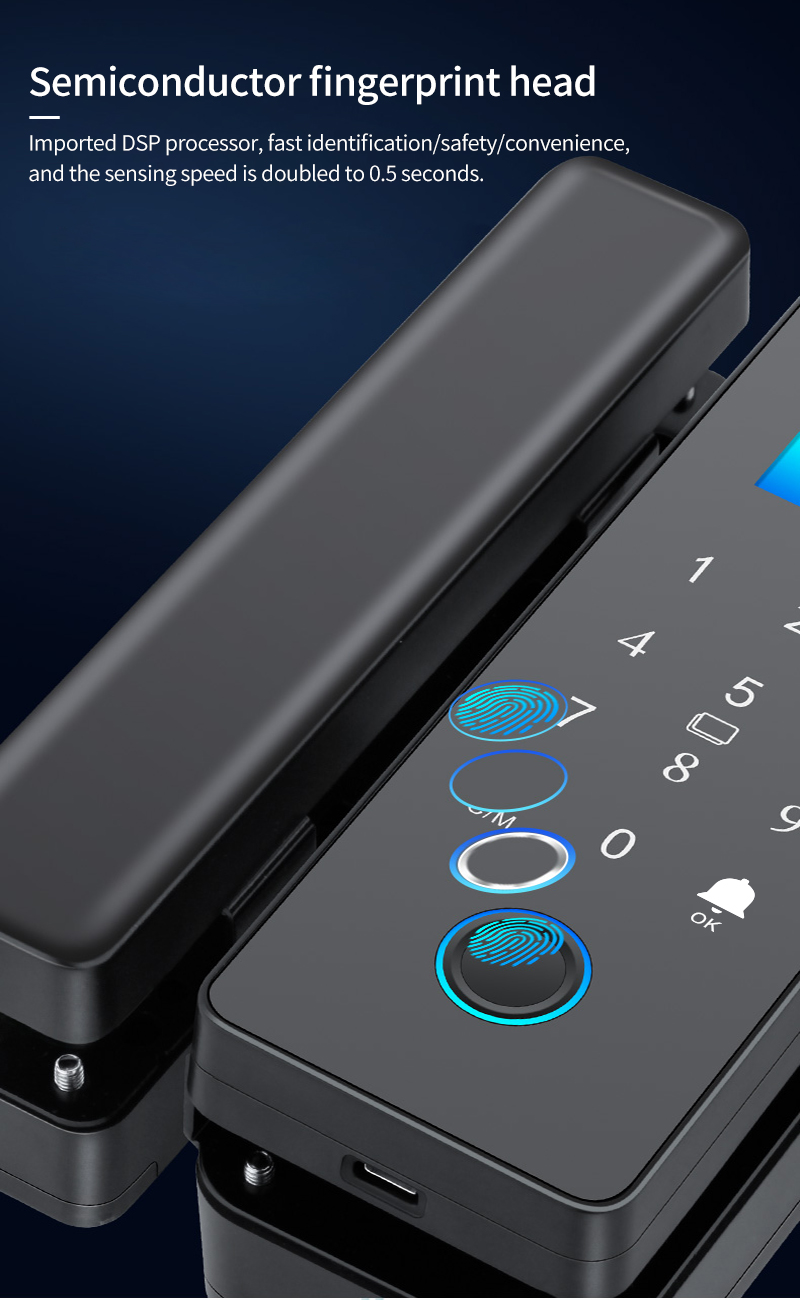 TTLOCK APP Smart Glass Door Lock Fingerprint Lock Bluetooth Biometric ...