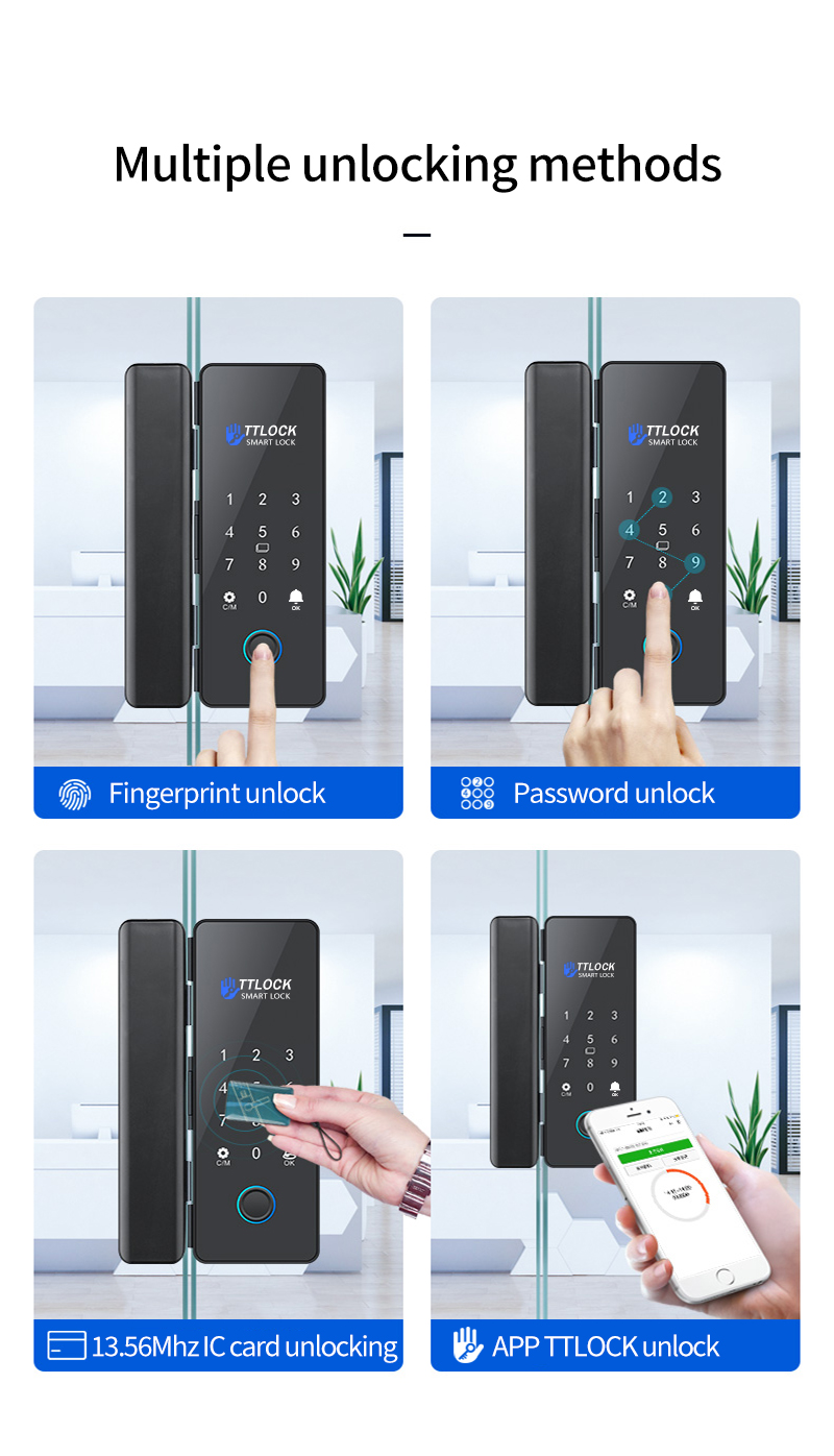 TTLOCK APP Smart Glass Door Lock Fingerprint Lock Bluetooth Biometric ...