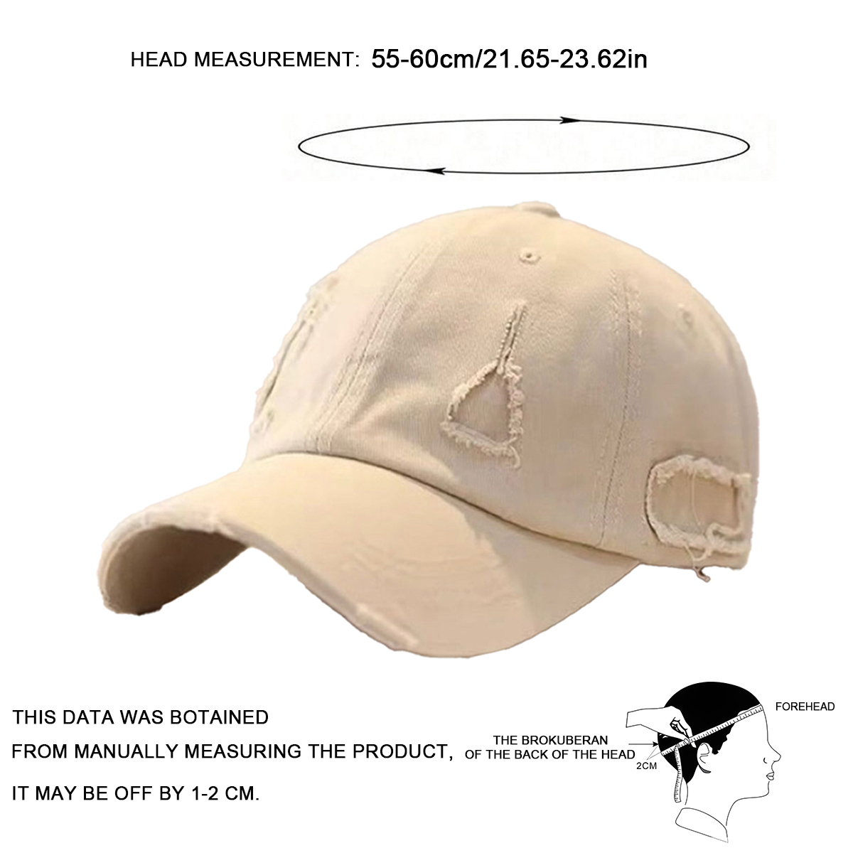 Unisex Ripped Khaki Baseball Cap - A Trendy and Stylish Hat Topi ...