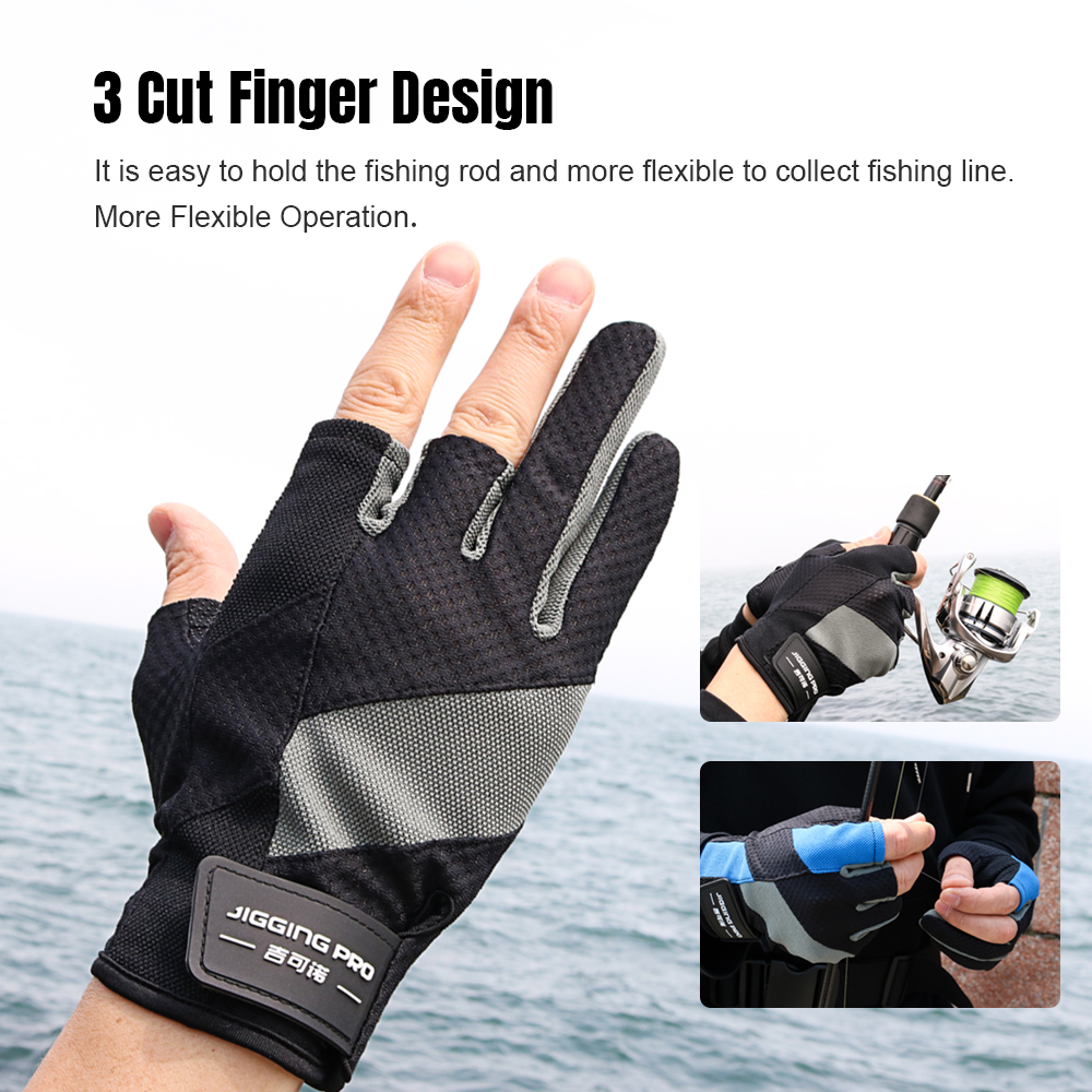JIGGING PRO Men&Women Outdoor 3 Cut Fingers Fishing Gloves Paddling ...
