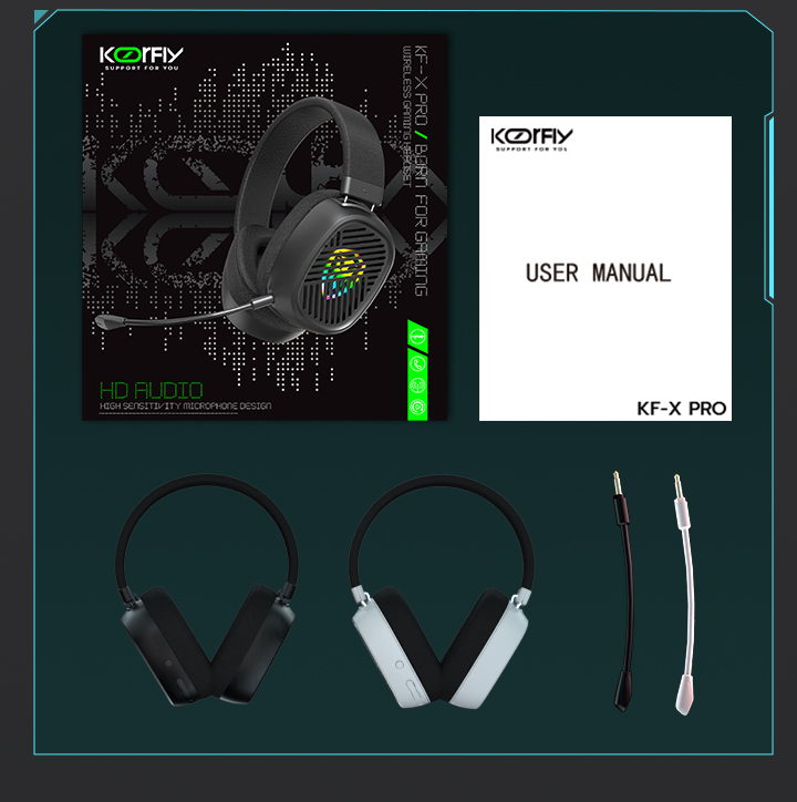 Koorfly KF-X Pro Wireless Gaming Headphone Ultra-Light with Detachable ...