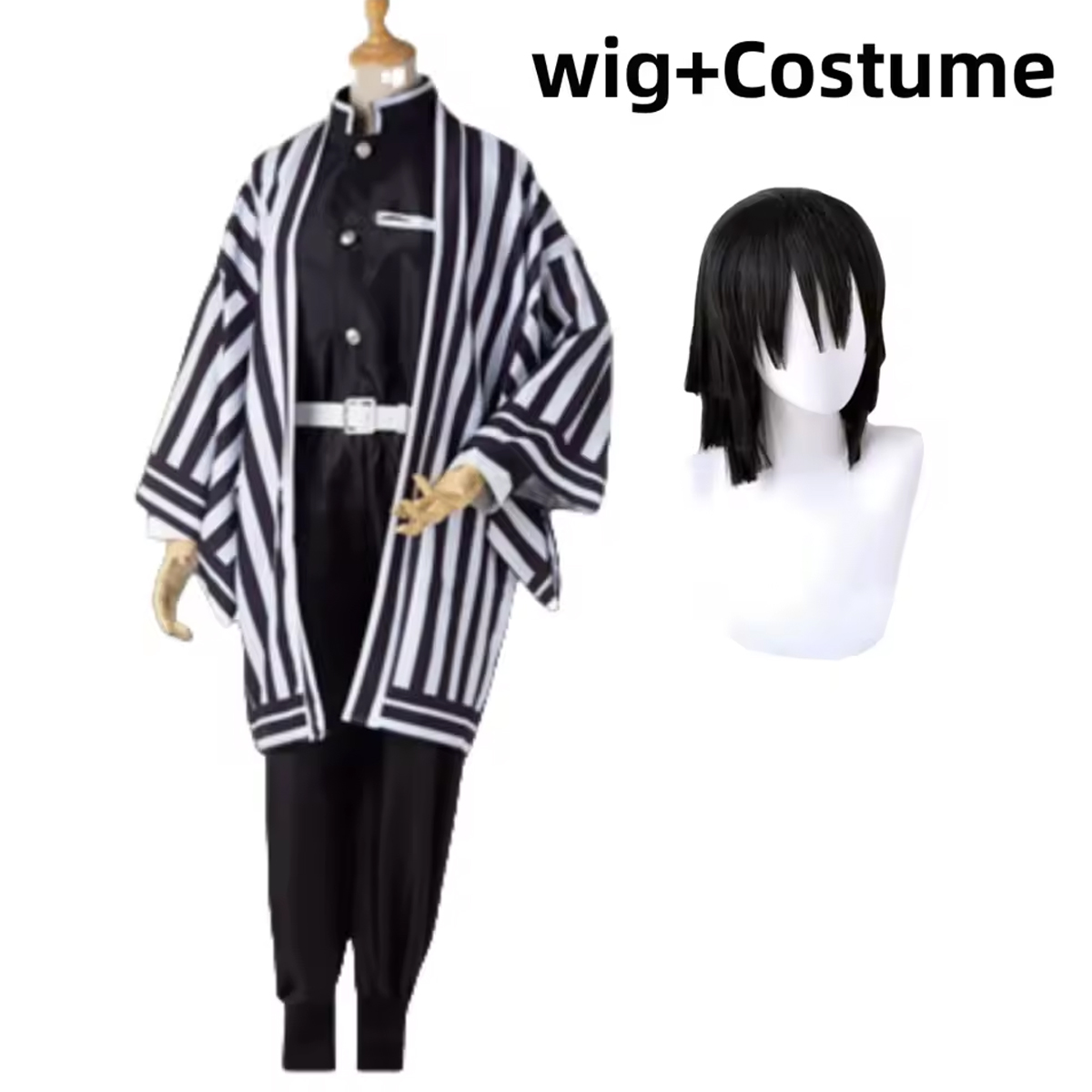 Anime Obanai Iguro Cosplay Haori Cloak with Wig - Perfect for Halloween ...