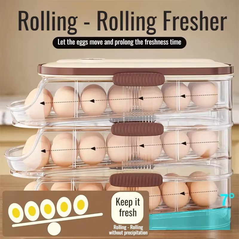 Delanova Egg Organizer Automatic Rolling Egg Storage Box Egg Tray ...