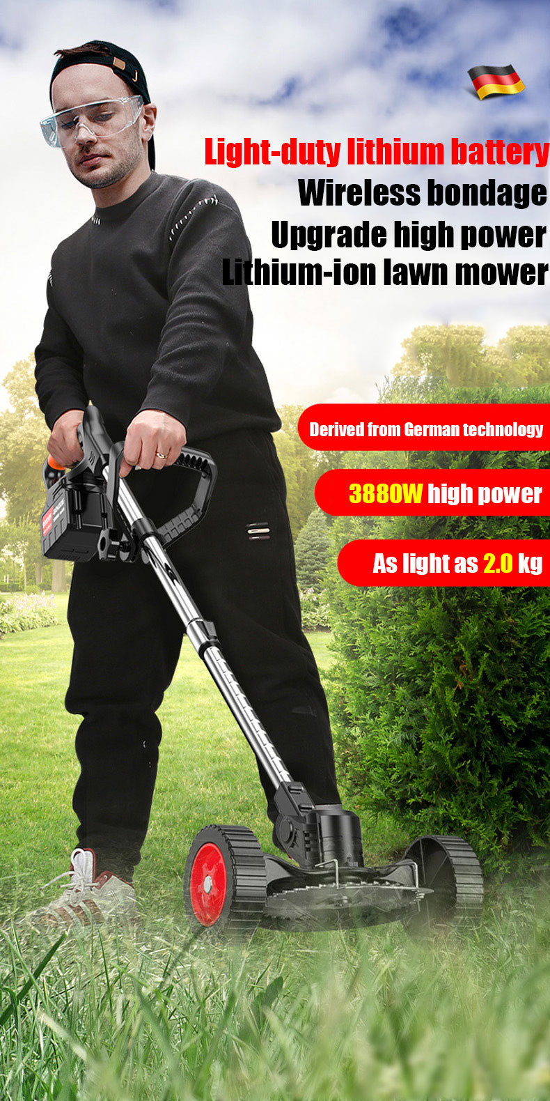 Mesin Rumput Bateri Cordless Grass Cutter Electric Grass Trimmer Lawn ...