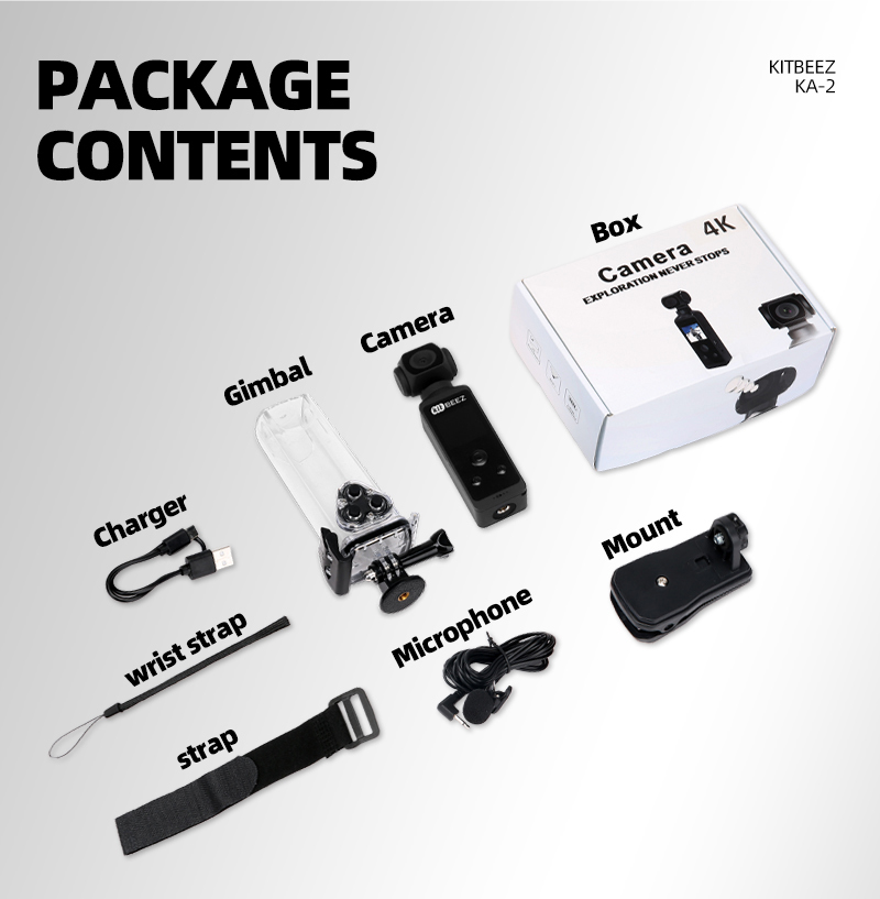 KiTBEEZ KA-2 WiFi Mini Pocket Action Camera 4K 16MP Resolution, 270 ...