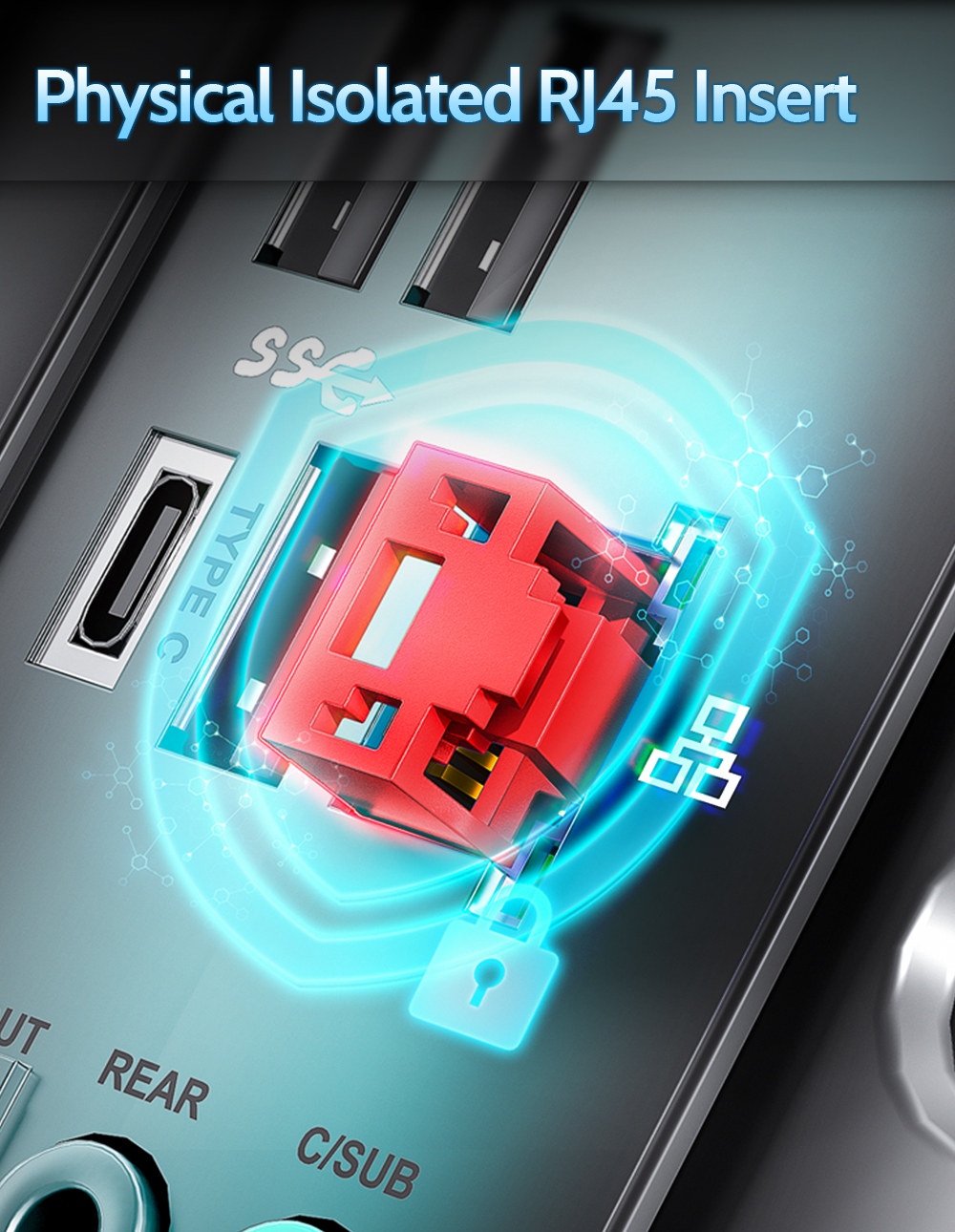 AMPCOM RJ45 Inserts Lock with Key, Dust-proof Network Plug Connector ...