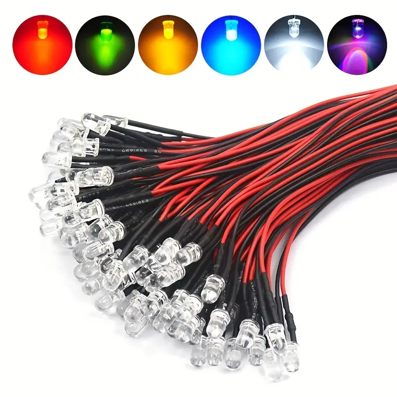 1/10PCS LED Lamp Cable Bulb 3mm/5mm Pre-wired Emitting Diode Light ...