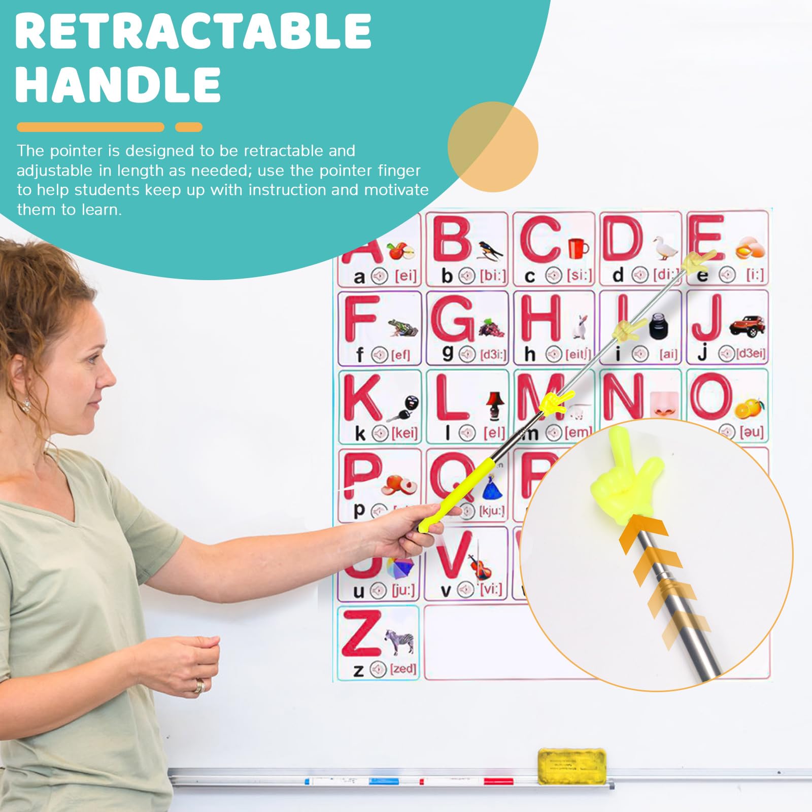 Retractable Teacher Pointer | Stainless Steel Finger Reading Teaching ...