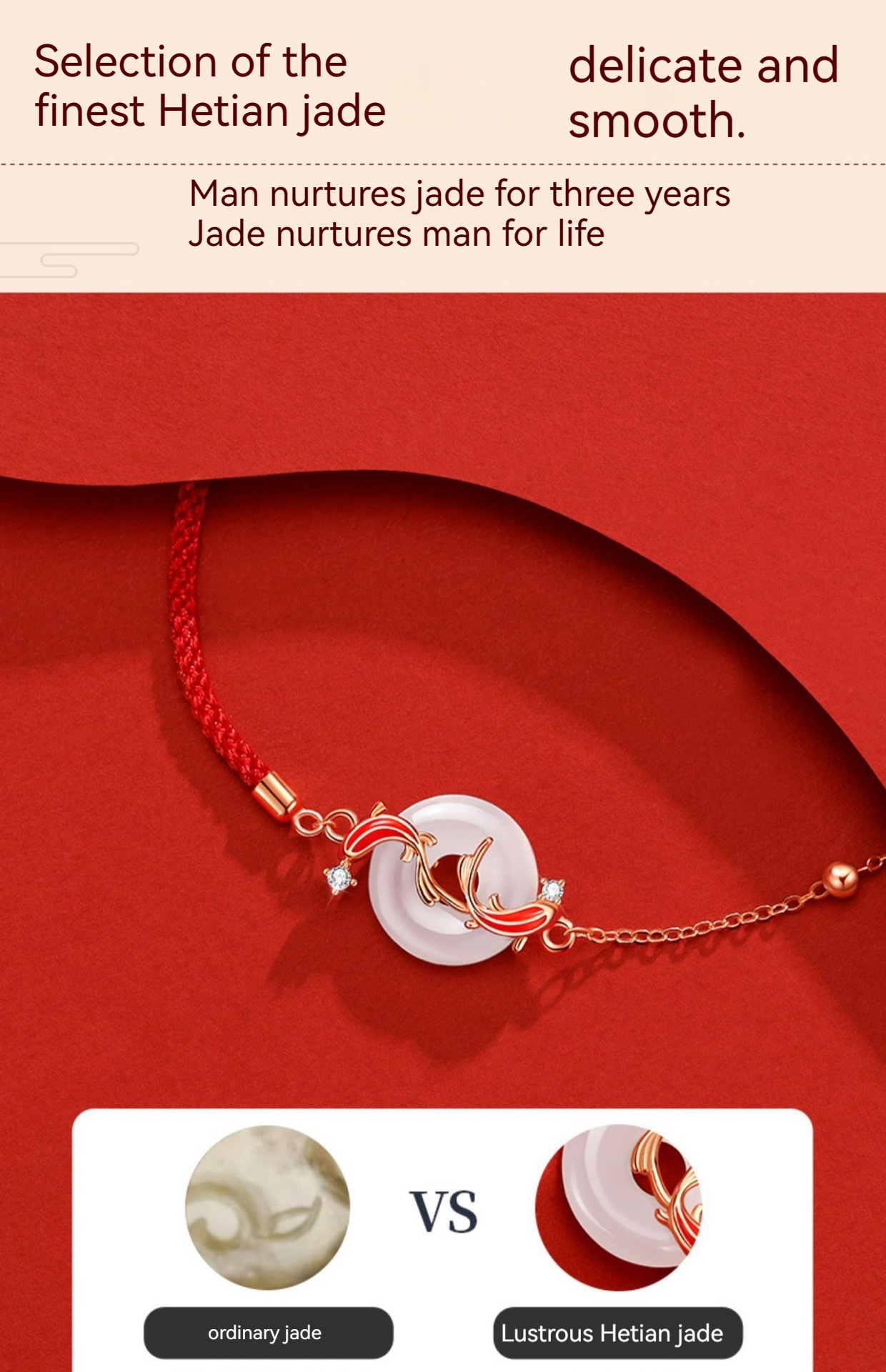 2025 Koi Wada Jade safety buckle bracelet Red beaded braided bracelet ...