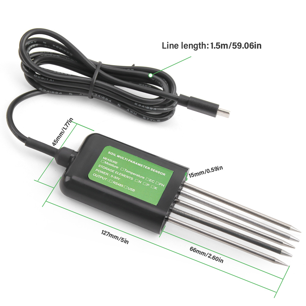 YAGO 7-in-1 Smart Soil Sensor USB to Phone Test Moisture/pH/EC/NPK/Temp ...