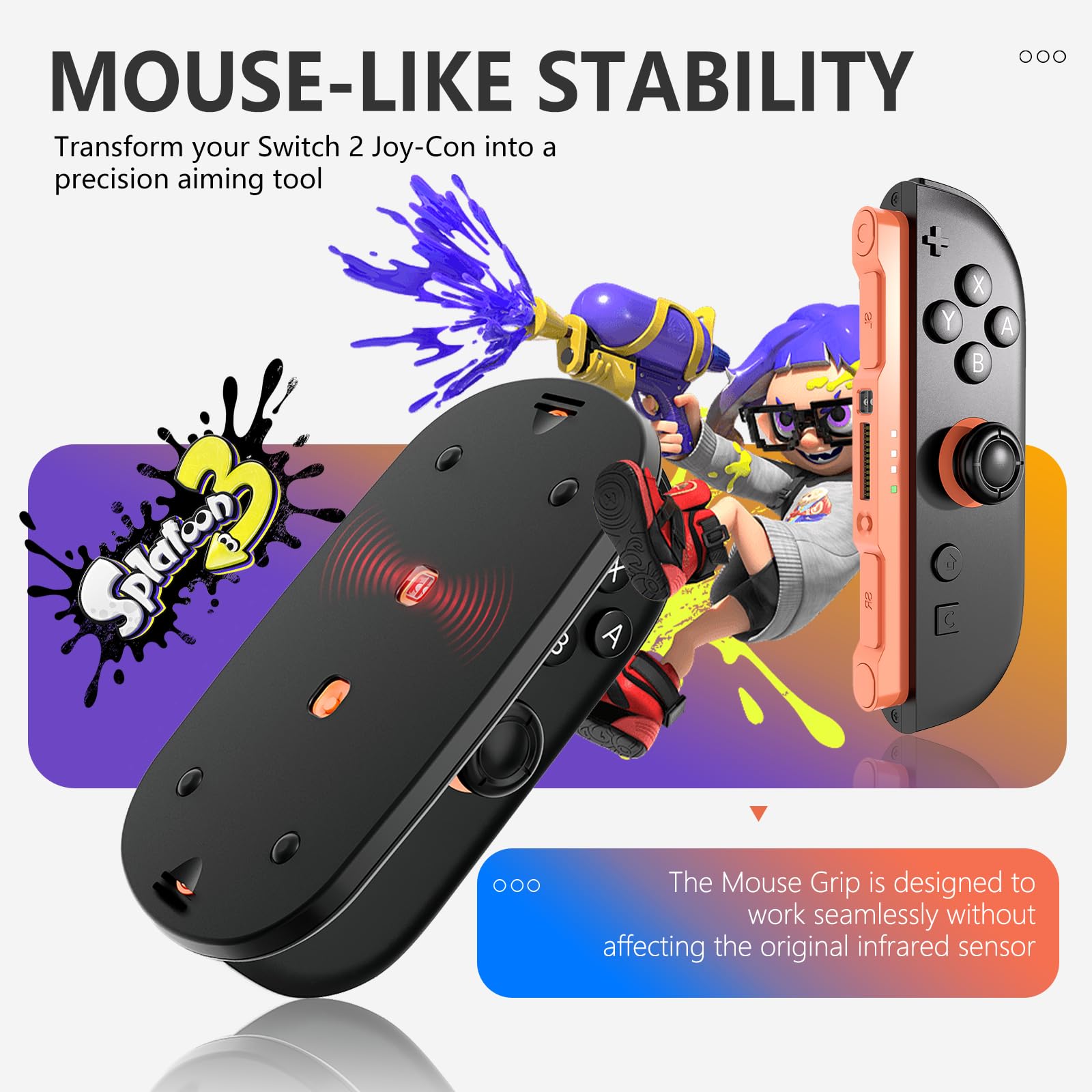 2 Pack Ergonomic FPS Mouse Grip for Nitendo Switch 2 Joy-Con ...