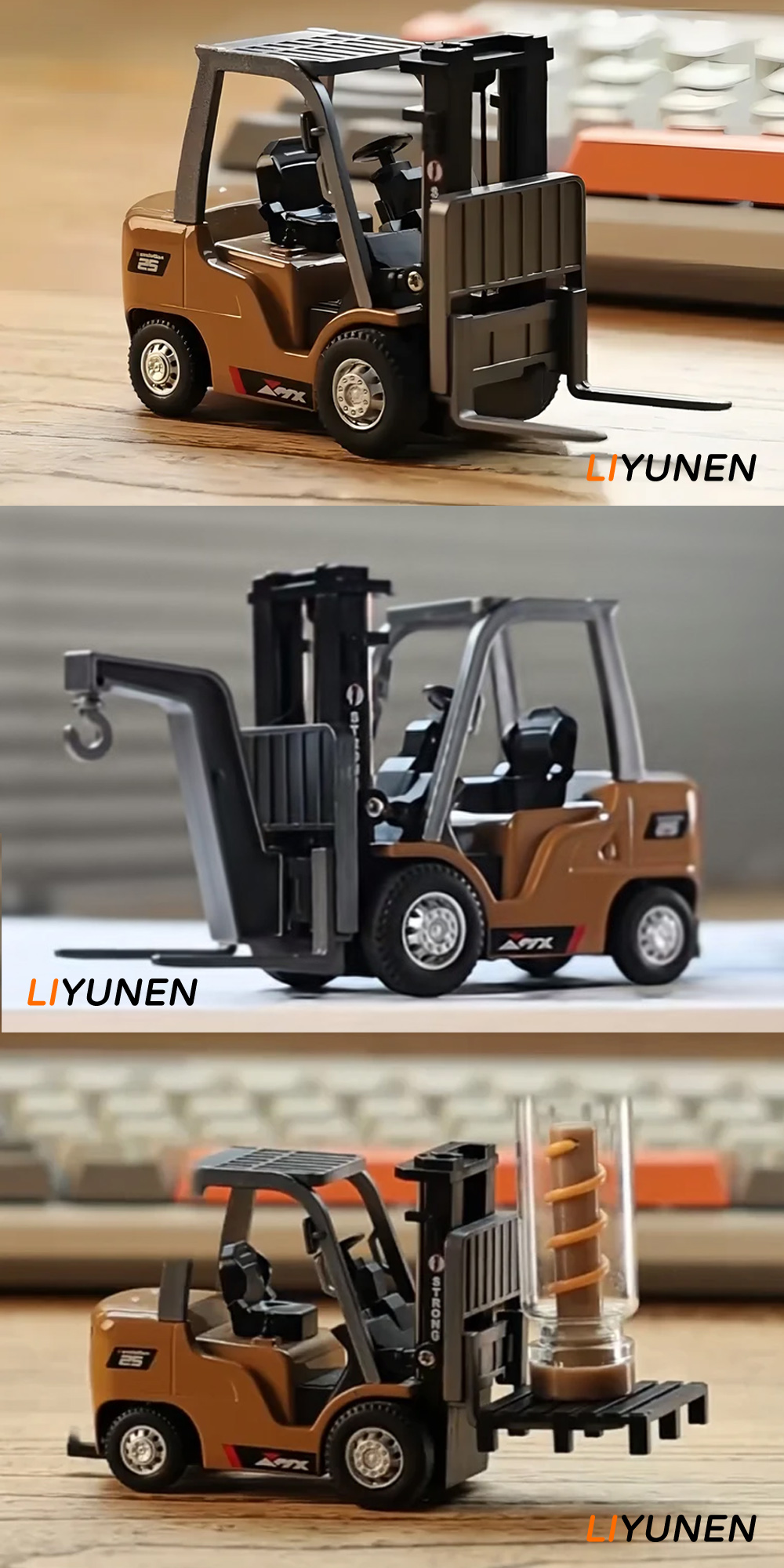 1:64 MINI RC Alloy Forklift Desktop Remote Control Engineering Vehicle ...