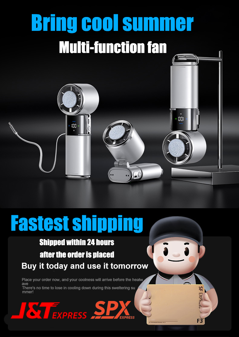 🧊0°C super cold wind🧊10000mAh Handheld Fan Portable Turbo Kipas berdiri ...