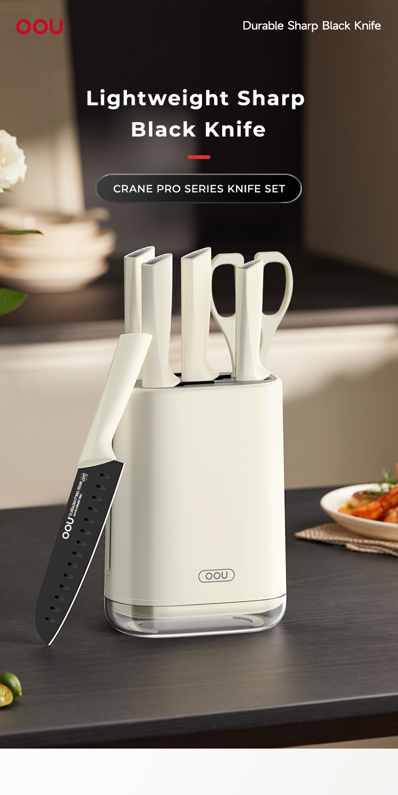 OOU Crane Pro Series Kitchen Knife Set With Scissors (6 Pcs) | Shopee ...