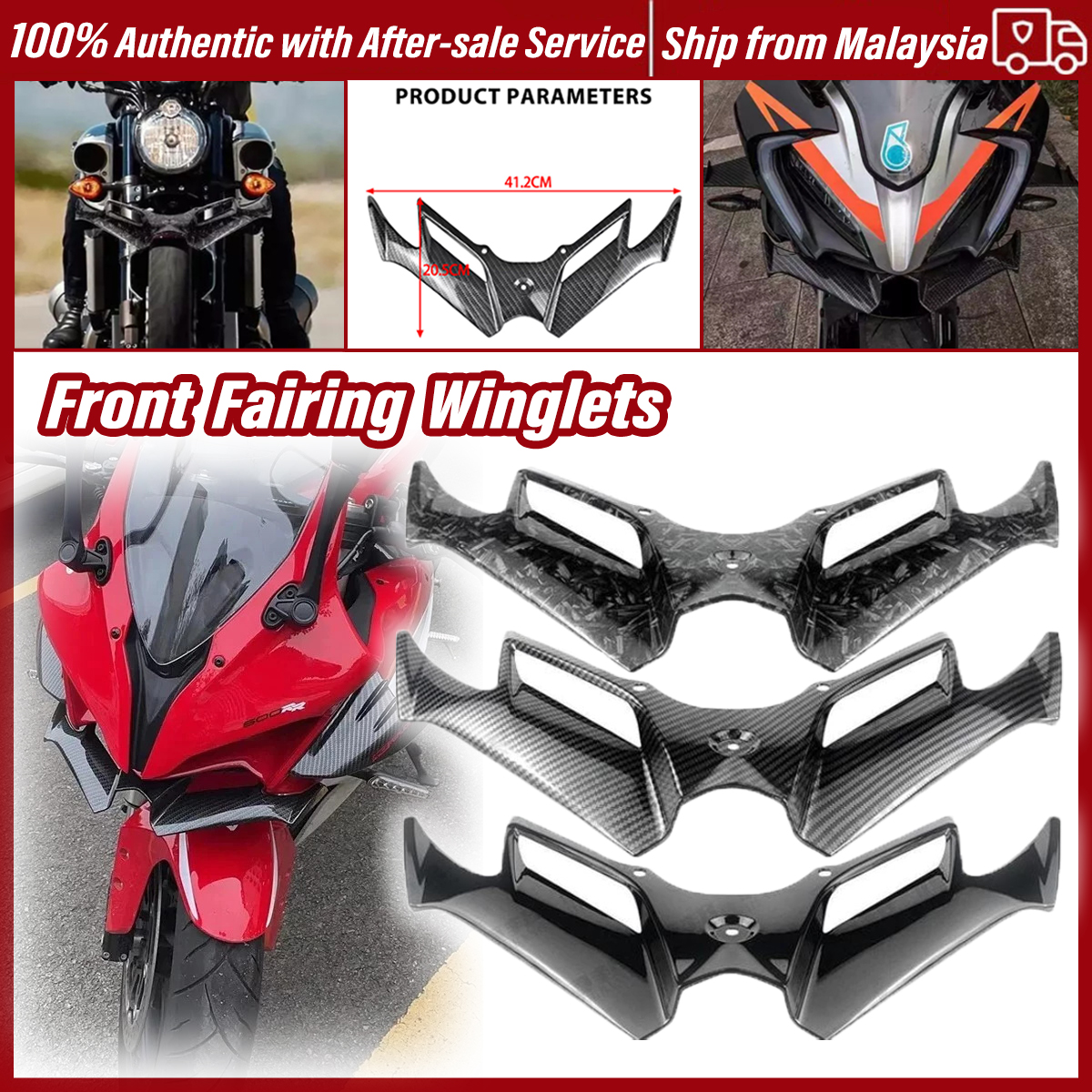Motorcycle DIY Front Fairing Winglets Aerodynamic Pulsar RS200 R15 V3 ...