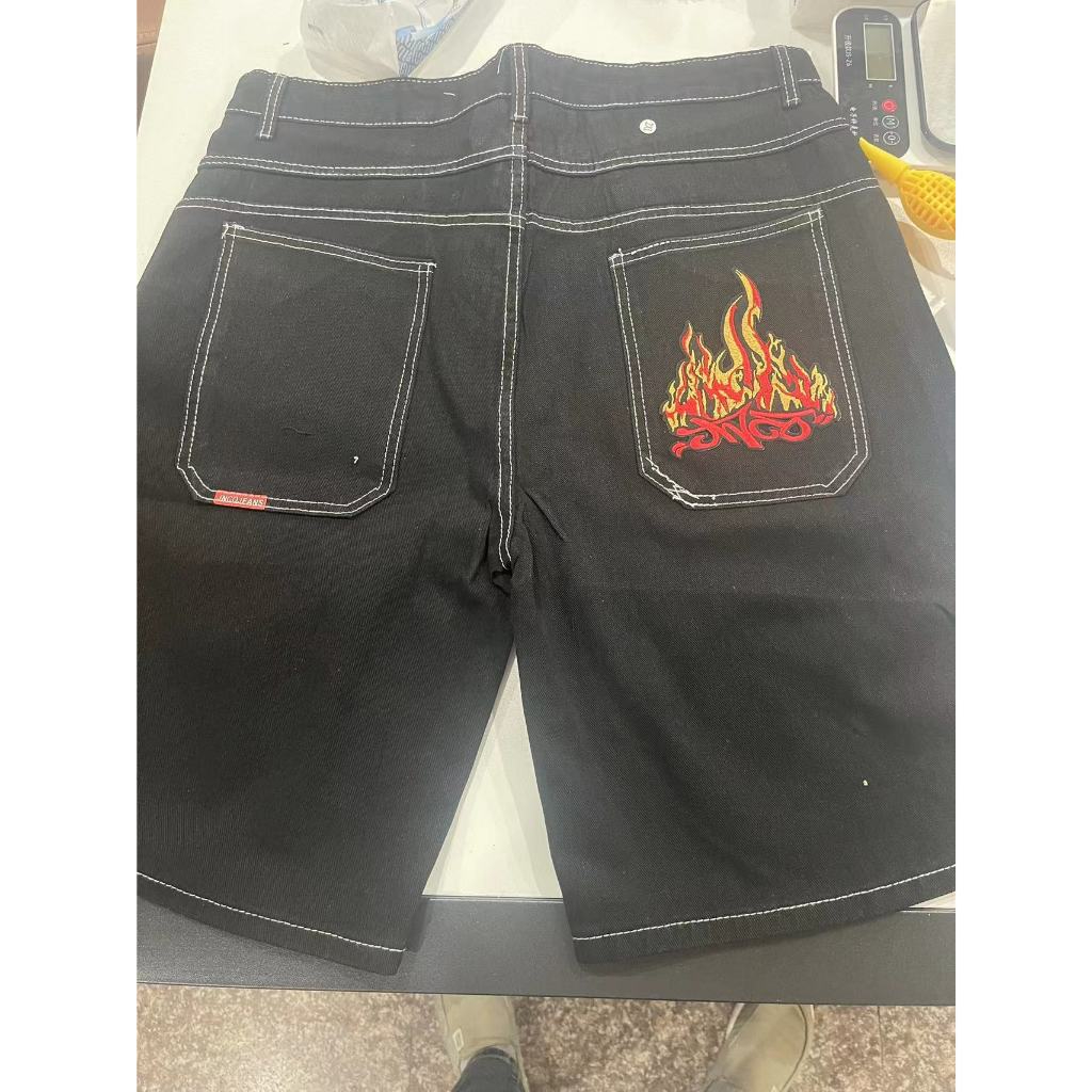 Y2K Retro Harajuku 7 Dice Graphic Embroidery JNCO Shorts Men Baggy ...